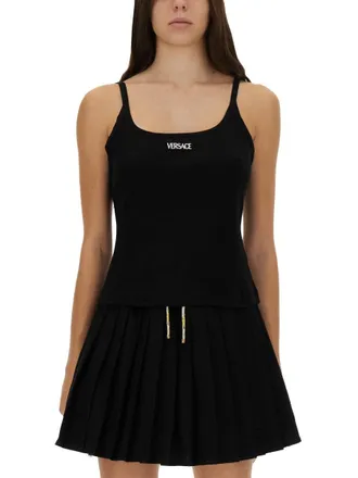 Versace Logo-Embroidered Cotton T-shirt - Black