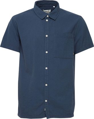 Solid SDFrevne SS Herren Kurzarmhemd Herrenhemd Hemd Seersucker mit Brusttasche Club-Kragen Hochwertige Baumwoll-Qualität, Größe:XL, Farbe:Insignia Blue (19