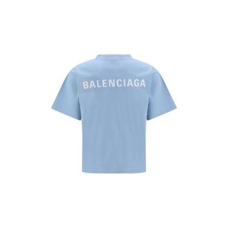 Balenciaga Womens Blue Cotton T-Shirt