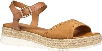 Geox Femme D EOLIE B Sandale Plate, Cognac, 41 EU