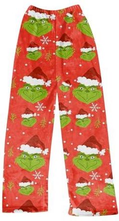 Generic Pyjama Grinch Femme Pijama Polaire Bas De Pyjama Noël Pour Jogging Pijamas DHiver Femmes Fluide Yoga Flanelle Noel Épais Large Vêtements Pyjamas Le Gr