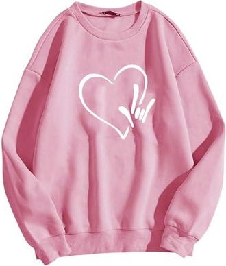 Generic Sweat &agrave; capuche &agrave; manches longues et col rond imprim&eacute; pour la Saint-Valentin 2026, rose, XXL