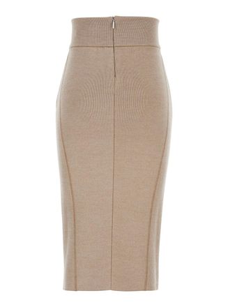 Jacquemus Womens Beige Pencil Design Wool Skirt