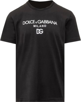 Dolce & Gabbana Homme, Tops, Noir, Taille: S Logo Cotton T-shirt
