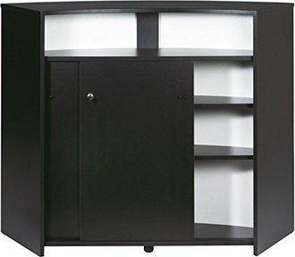 Simmob Comptoir daccueil 2 Portes Noir 4 Niches Serrure 134,5 x 104,8 x 55,3 cm - Blanc