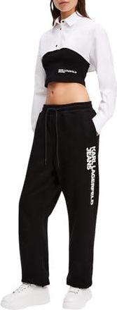 Karl Lagerfeld Femme, Pantalon de Sport Slim avec Logo Essential, Coupe Slim, Noir