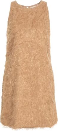 ottod'Ame Femme, Robes, Brun, Taille: 36 FR Robe Mini en Fausse Fourrure de Luxe