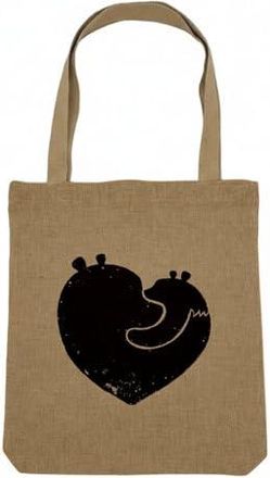 Fabulous Sac Shopping Tote Bag Aspect Lin - Coeur Maman Ours Ourson Dessin Illustration Mignon - Sac de Courses Toile Epaisse 360g Beige Naturel Cabas Port&eacute; Ep