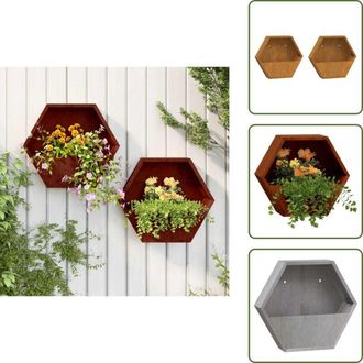vidaXL The Living Store - Jardini&egrave;res murales 2 pcs Rouill&eacute; Acier corten 46x10x40 cm - Jardini&egrave;res Murales - Pots Suspendus - D&eacute;coration Ext&eacute;rieur - Acier