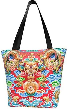 AOOEDM Sac fourre-tout Dragon chinois Sacs &agrave; provisions Petit sac de march&eacute; r&eacute;utilisable Sacs fourre-tout de plage Sacs de voyage