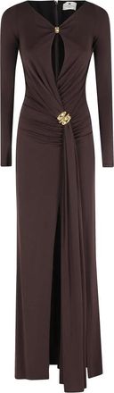 Elisabetta Franchi Femme, Robes, Brun, Taille: 40 FR Red Carpet Dress with Jewel Details