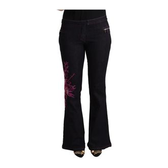 Exte Bestickte Blumen Schlaghosen - - Jeans - Damen - Schwarzk - M
