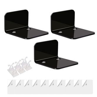 Generico Kleines schwebendes, Acryl-H&auml;ngeregal mit 10 selbstklebenden Flicken und 6 Kabelclips, Nagelloses Wandregal f&uuml;r Zuhause, B&uuml;ro, Schule, Schule