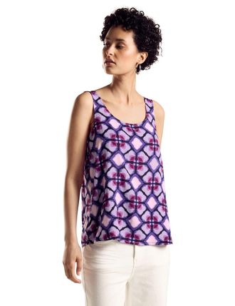 Street One Damen A344816 Blusentop in Unifarbe, Bellflower Lilac, 38