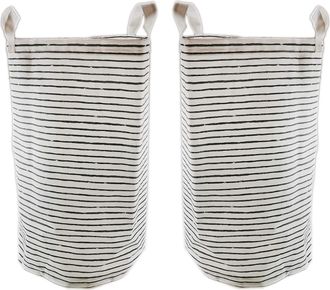 IKEA Ikea W&auml;schesack W&auml;schesammler W&auml;schekorb zusammenfaltbar (2 St&uuml;ck, wei&szlig;/schwarz Klunka 60L)