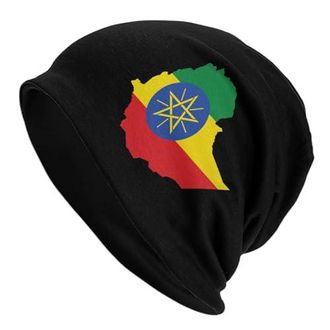 Generic Homme Femme Bonnets Tricot&eacute; Carte du Drapeau De L&Eacute;thiopie Bonnet dhiver Doux Bonnet &Agrave; Revers Chaud Hiver Chapeaux pour Ski Hiver Patinage