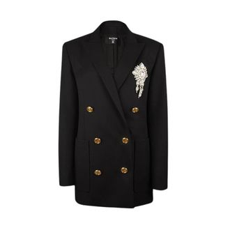 Balmain Schwarzer Blazer-Weste mit Brustschmuck - - Jackets - Damen - Schwarzk - XS