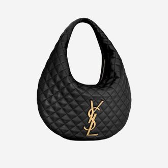 Saint Laurent Womens Icare Hobo Bag Quilted Nappa Leather Black Shoulder