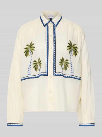 Jake*s Casual Regular Fit Hemdbluse mit floralem Stitching