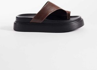 Tony Bianco Jazzy - Sandales plates en cuir - Chocolat-Brown
