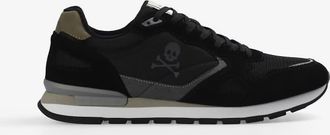 Scalpers Leder-Sneaker in Schwarz mit Totenkopfmotiv