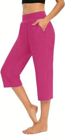 Generic Pantalon de pyjama femme 3/4 grandes tailles : leggings capri femmes avec poches pantalon de sommeil taille haute pantalon de yoga hiver capri pantalo