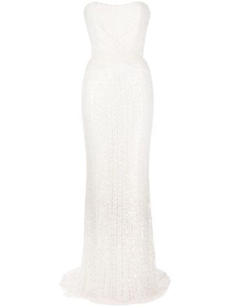 Jenny Packham robe longue Mia à sequins - Blanc