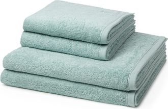 ROSS 4 teiliges Frottier-Set - Vita (2 X Handtuch 2 X Duschtuch im Set) - 520 g/m2 - Baumwolle - Walkfrottee - saugstark - weich und flauschig - Jade