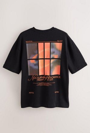 Next T-Shirt Relaxed Fit, schweres T-Shirt mit Grafik-Print (1-tlg)