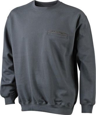 James & Nicholson Klassisches Sweatshirt mit Brusttasche (XXL, graphite)
