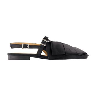 Ganni Womens Big Bow Flat Black Synthetic