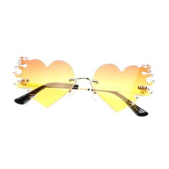 BESPORTBLE Lunettes de Soleil sans Monture de Coeur Verres Orange Fum&eacute; D&eacute;coration de F&ecirc;te Accessoire Photo pour Bal Plage et Pi&egrave;ce