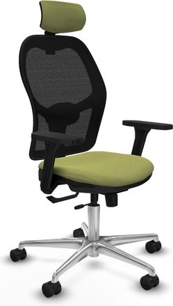 Piqueras y Crespo Ergonomischer Stuhl mit Kopfteil mit 3D-Armen, h&ouml;henverstellbare Lendenwirbelst&uuml;tze, ausgestattet mit Syncro/Traslack und injiziertem Schaumstoff, Sch