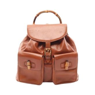 Gucci Sac &agrave; dos Pre-owned Bamboo en cuir - Femme - Pre-owned - Brun - Taille: ONE Size