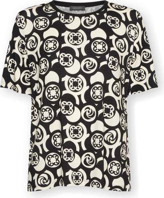 Elena Miro Femme, Tops, Noir, Taille: 44 FR T-shirt imprim&eacute; en viscose