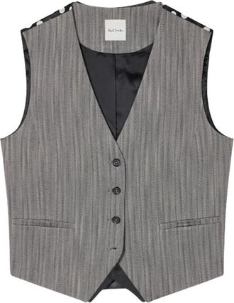 Paul Smith Weste mit Fischgr&auml;tmuster und Kontrastr&uuml;ckseite - - Jackets - Damen - Grau - S