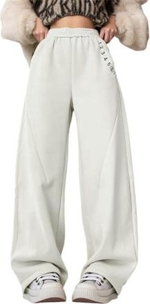 Generic Pantalon Large Femme Taille Elastique- Pantalon Sudation Femme Ample avec Poches Couleur Unie De SurvêTement Sweatpants DéContracté Quotidien Classiqu