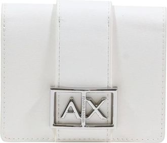 A|X Armani Exchange Femme, Accessoires, Blanc, Taille: ONE Size Portefeuille Bouton Automatique avec Compartiments Int&eacute;rieurs