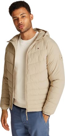 Tommy Hilfiger Herren Steppjacke Mix Quilt mit Kapuze, Beige (Sandalwood), XXL