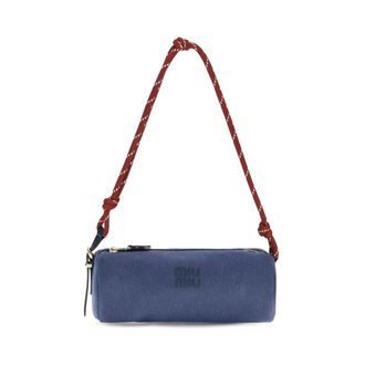 Miu Miu Bestickte Baumwoll-Umh&auml;ngetasche - - Bags - Damen - Blau - ONE SIZE