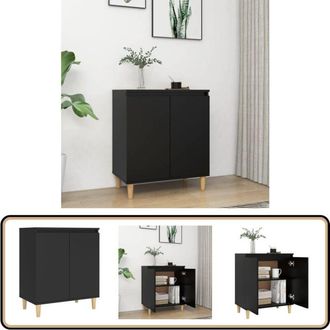 vidaXL Vidaxl - Buffet avec pieds en bois massif noir bois dingénierie - Buffet Scandinave - Meuble Rangement - Armoire Entrée - Mobilier Salon