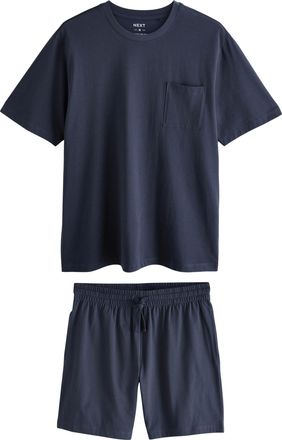 Next Herren Standard Jersey-Schlafanzug mit Shorts aus 100% Baumwolle Marineblau XL