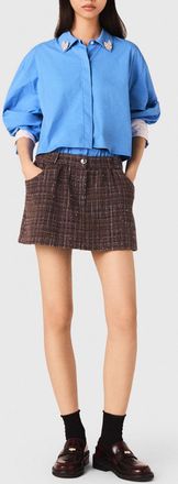 Maje Short En Tweed Avec Bande &Eacute;lastique - Marron - Taille 34 - Maje