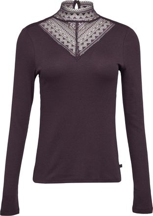 QS by s.Oliver Damen 2158322 Rippshirt mit Spitzeneinsatz und Stehkragen aus Spitze, 4988, Large