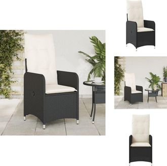 vidaXL Gartensessel Verstellbar mit Kissen Schwarz Poly Rattan - Gartenstuhl - Relaxsessel - Loungesessel - Outdoor M&ouml;bel - Gartenm&ouml;bel