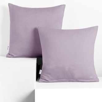 Decoking 2 Kissenbez&uuml;ge 80x80 cm Jersey 100% gek&auml;mmte Baumwolle Rei&szlig;verschluss violett Amber