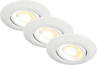 Briloner 3er Set LED Einbaustrahler 230V Gehäuse 50% recycelt, Schwenkbar, Ra90, Farbtemperaturwechsel, LED Spot, flach, Deckenspots, Einbauleuchten, 68mm Loch