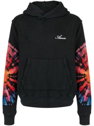 Amiri hoodie tie-dye &agrave; logo brod&eacute; - Noir