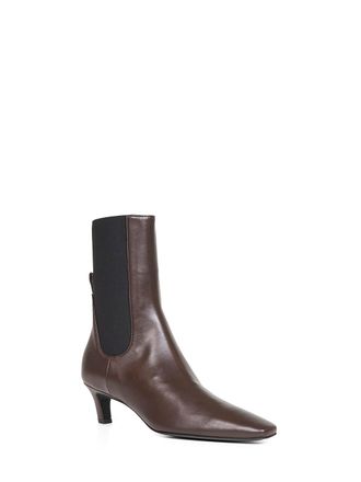 Toteme Womens Brown Leather Mid-Heel Ankle Boots Calf