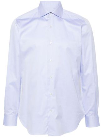 Barba chemise en coton &agrave; manches longues - Bleu